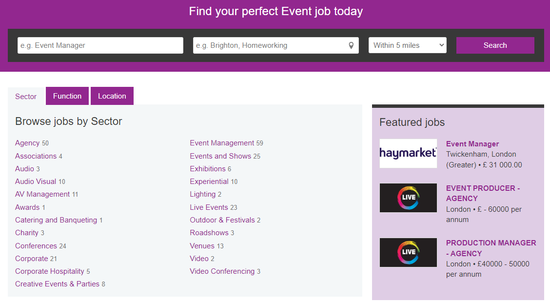 Event Job Search - Rectools.io